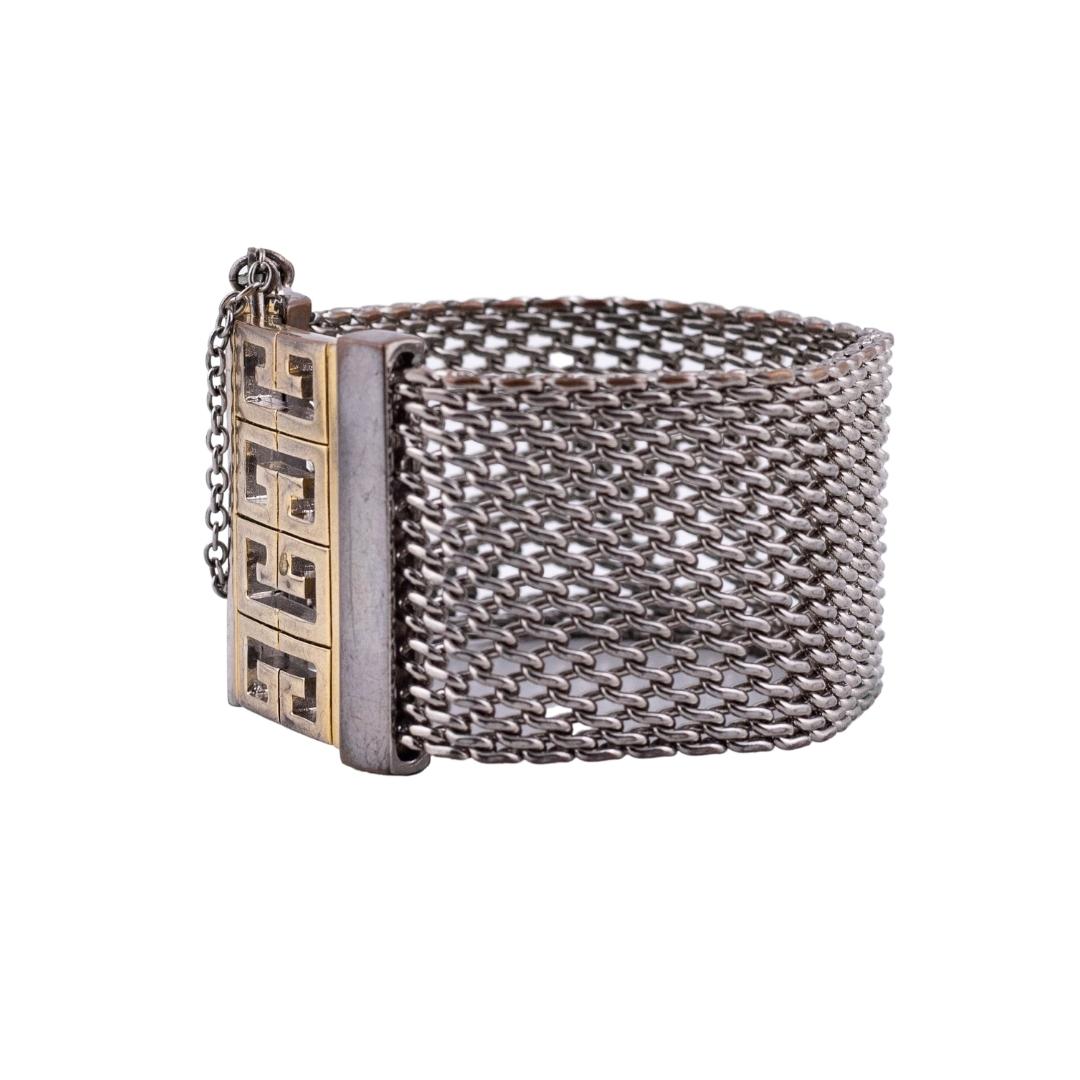 Vintage Signed Givenchy Mesh Bracelet with Givenchy Logo Clasp
