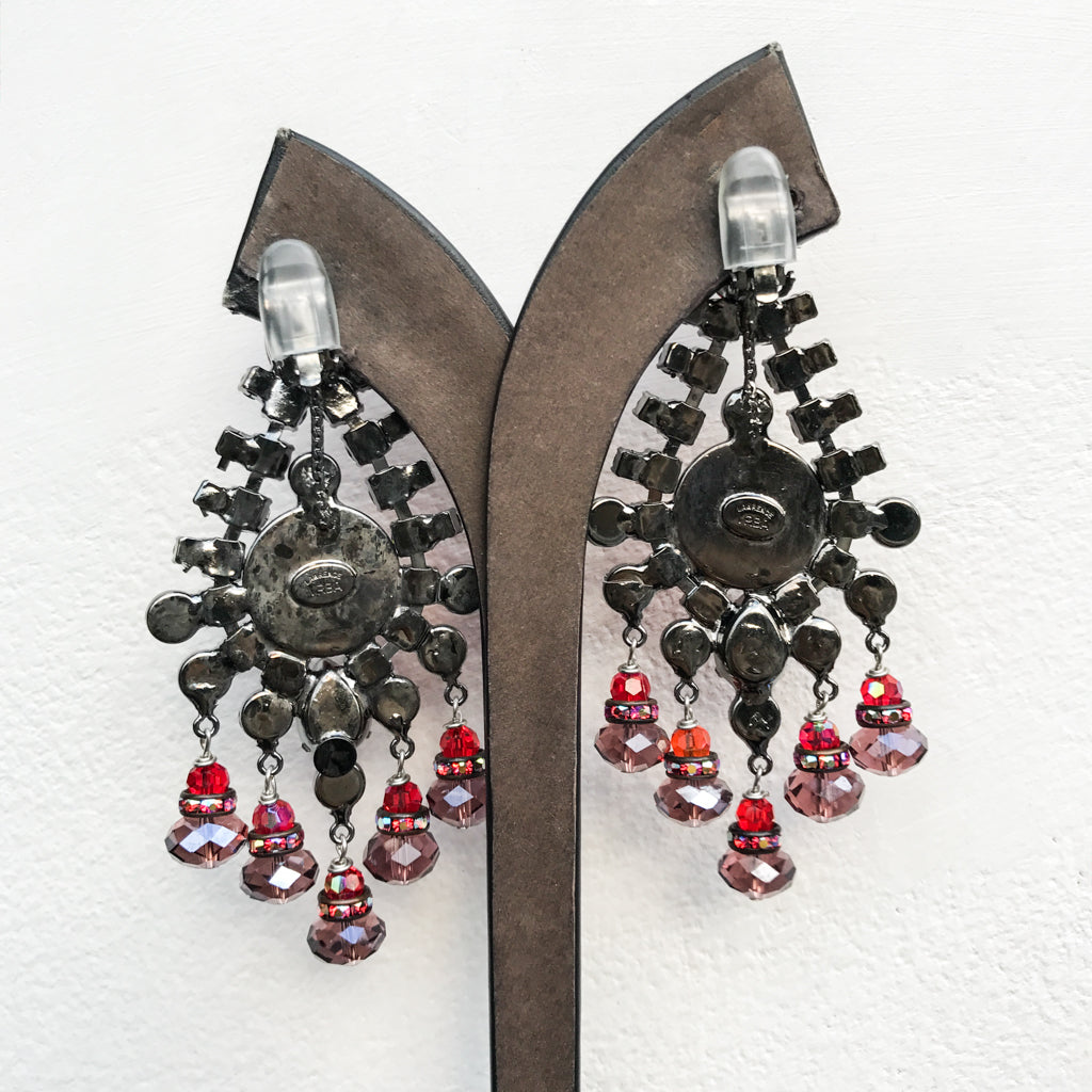 Lawrence VRBA Signed Large Statement Earrings - Blood Orange, Green ...